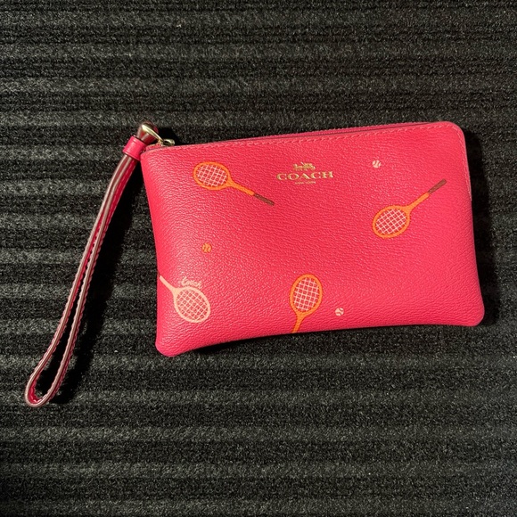 Coach | Bags | Coach Corner Zip Wristlet Wallet Pink Tennis Cross Grain ...